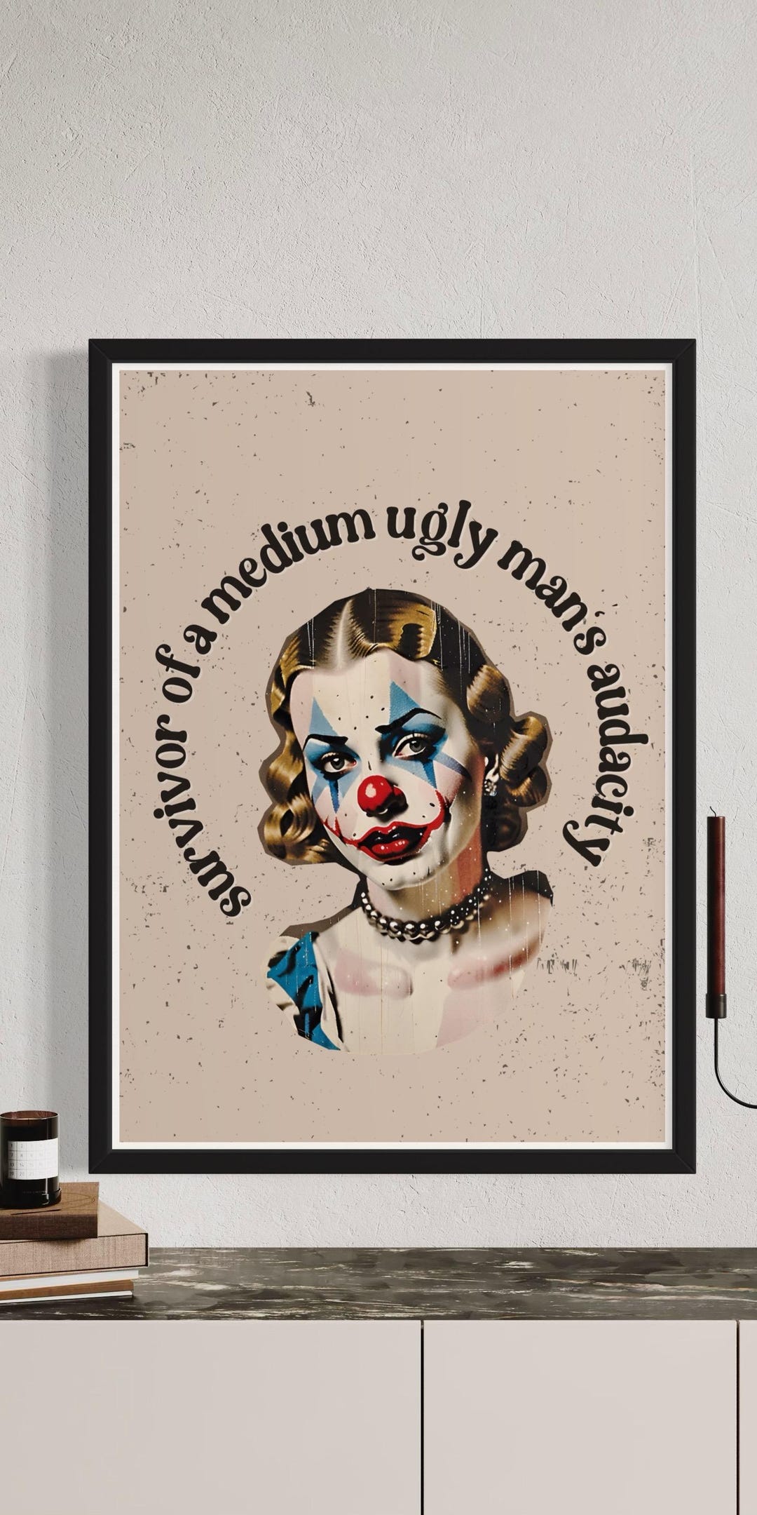 Audacity Print Clown Face Alternative Wall Art Tattoo Lover Gift Idea ...