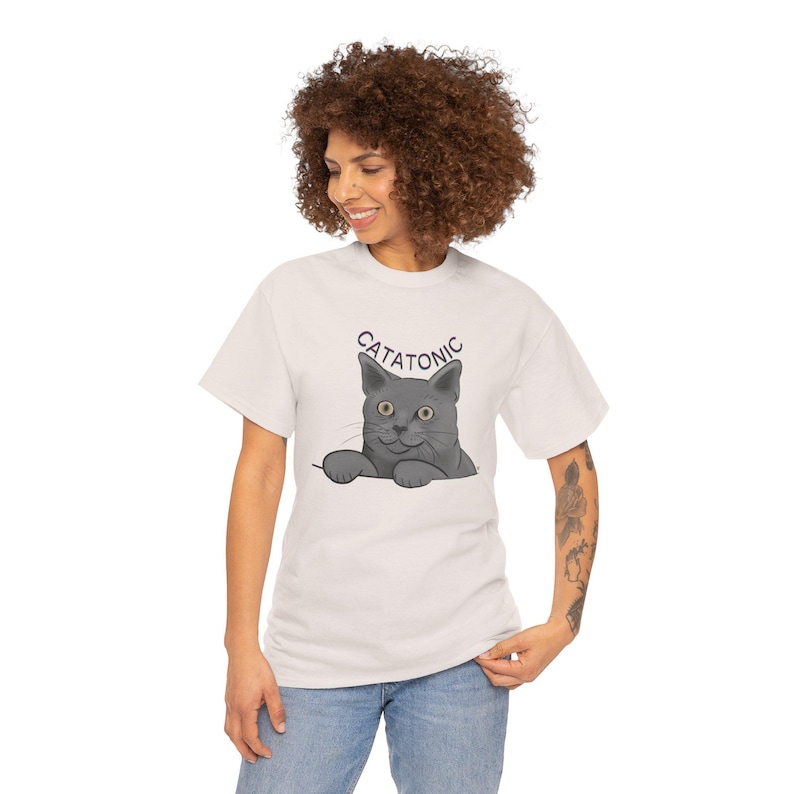 Catatonic Funny Cat Unisex Tee Shirt, Cat Lover Gift, Animal Pun ...