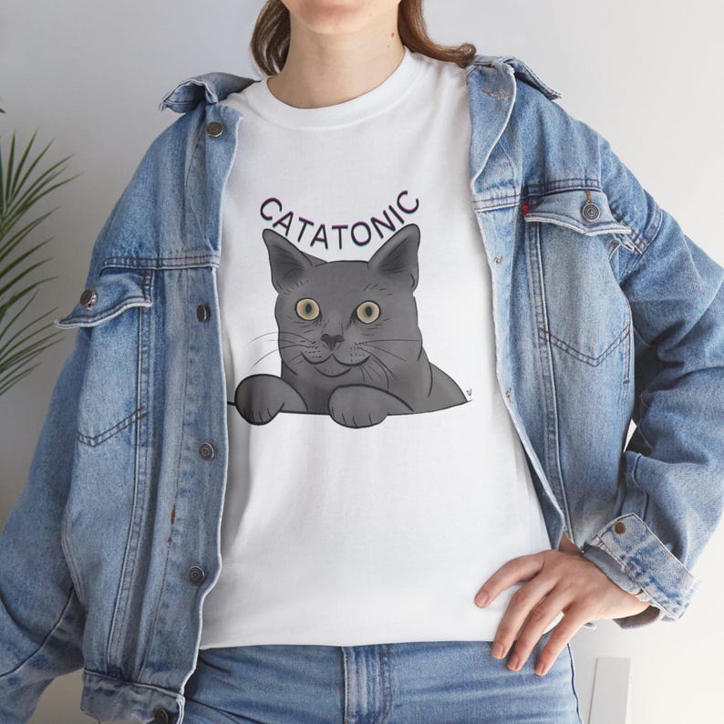 Catatonic Funny Cat Unisex Tee Shirt, Cat Lover Gift, Animal Pun ...