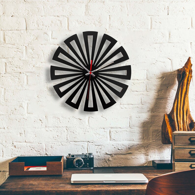 Rustic wall clock black wall clock modern wall clock large | Etsy