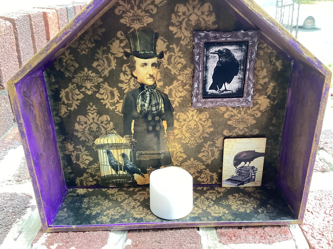 Edgar Allan Poe Art Shadow Box With Ravens - Etsy