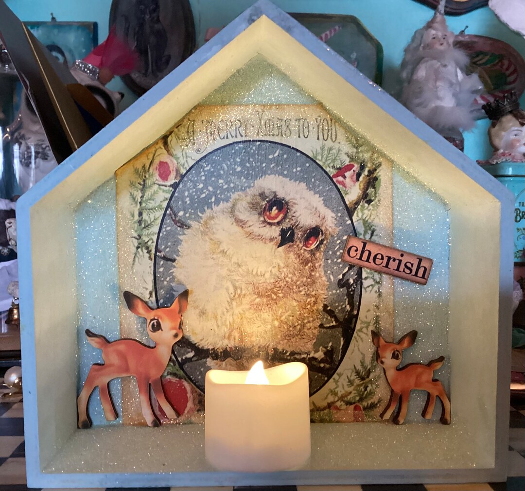Victorian Snowy Owl Shadow Box - Etsy