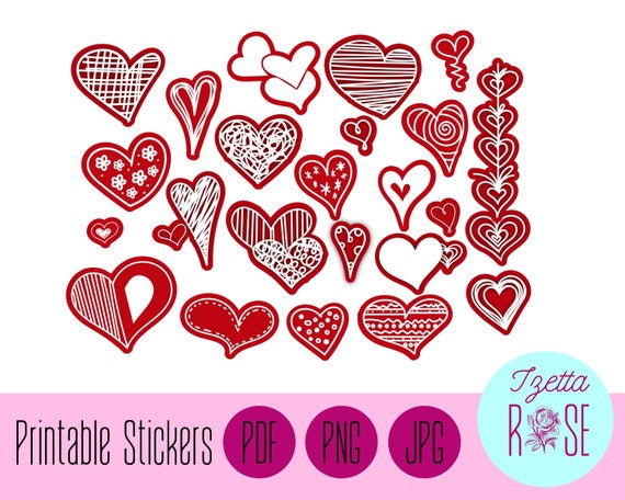 Heart Printable Stickers Planner Stickers Printable | Etsy