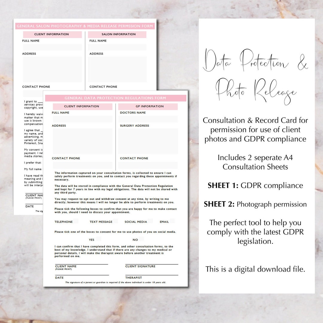 Beauty Salon GDPR / Data Protection Forms / Photography & Media ...