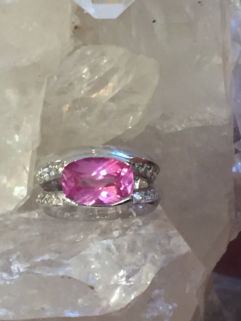 Pink Zircon With White Zircons 925 Sterling Silver Ring Finger - Etsy