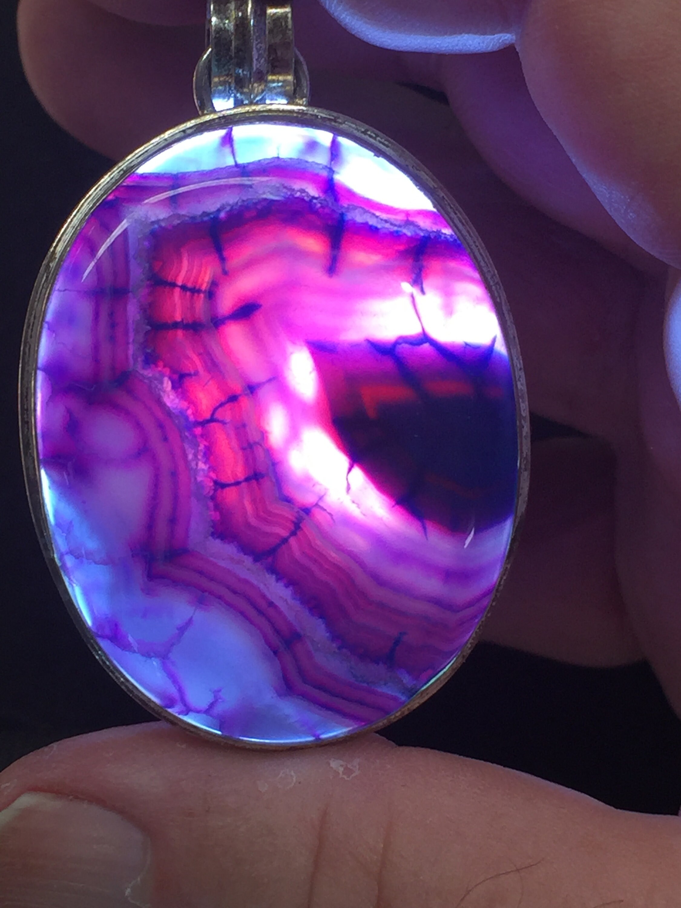 Banded Chalcedony Agate in 925 Sterling Silver Frame Pendant | Etsy