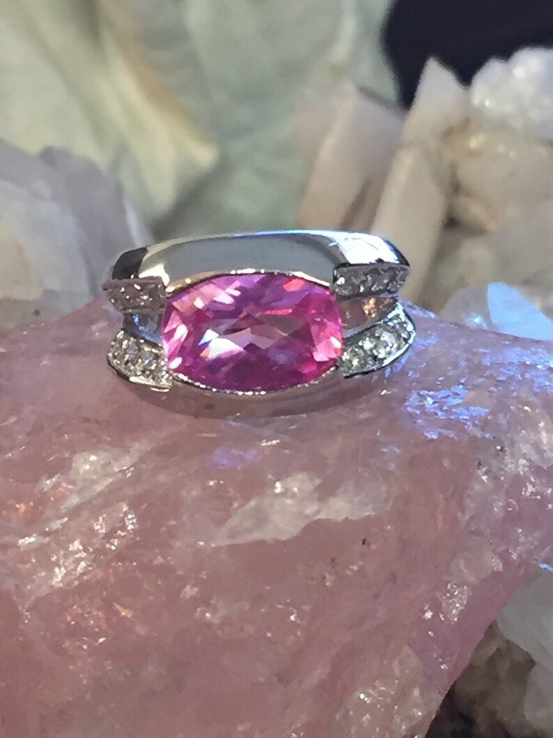 Pink Zircon With White Zircons 925 Sterling Silver Ring Finger - Etsy