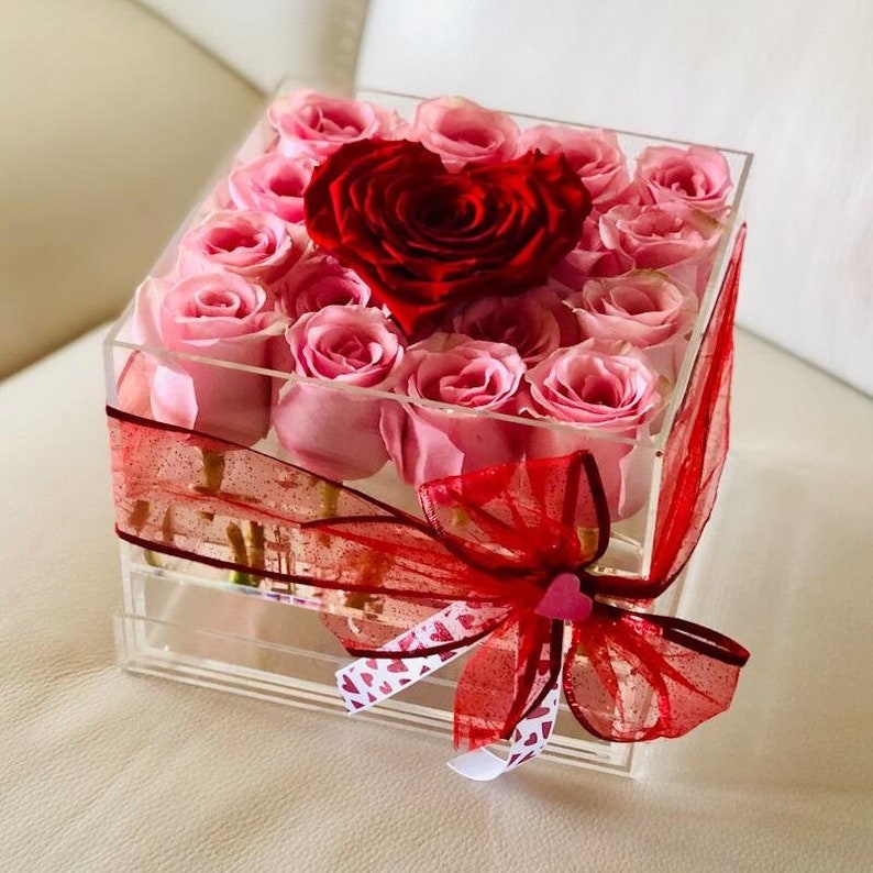 Pinky Hearts Forever Rose Box - WITH DRAWER! - Etsy