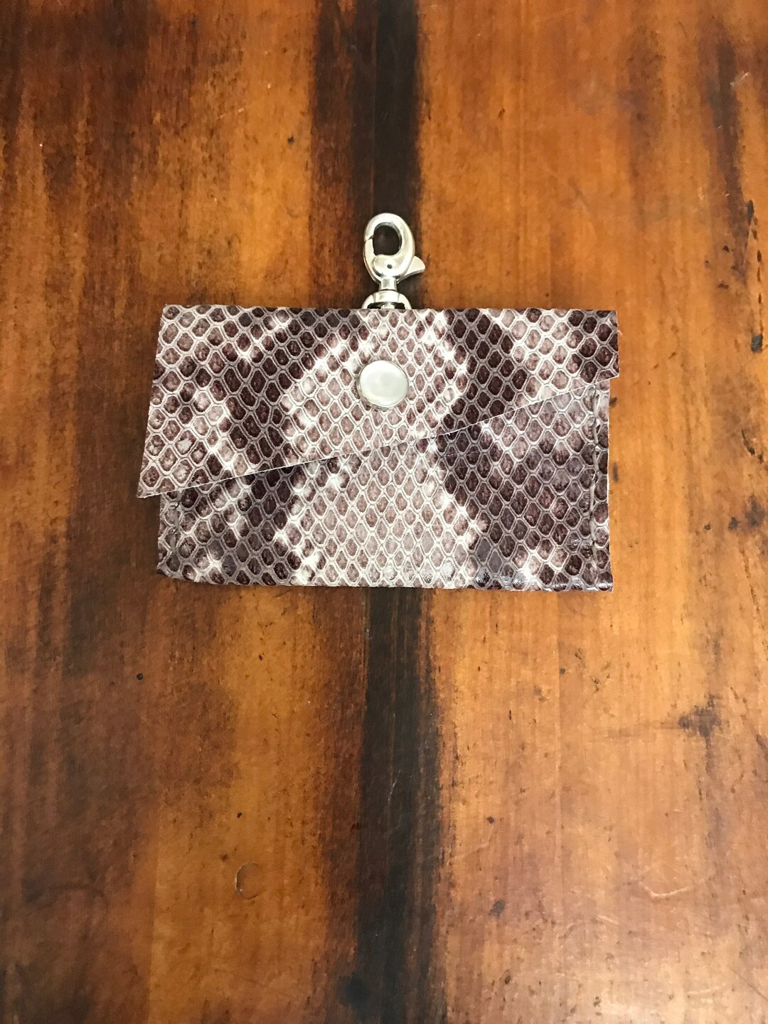 Handmade Leather Credit Card Holder With Hook / Clasp. - Etsy