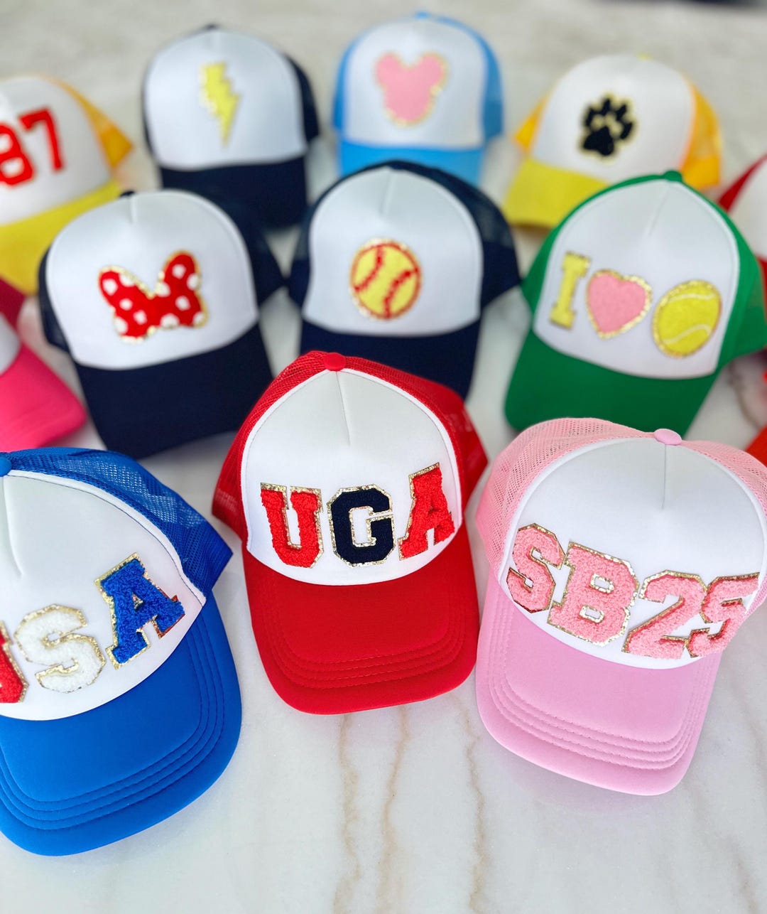 Customized Trucker Hat With Patches, Personalized Game Day Trucker Hat ...