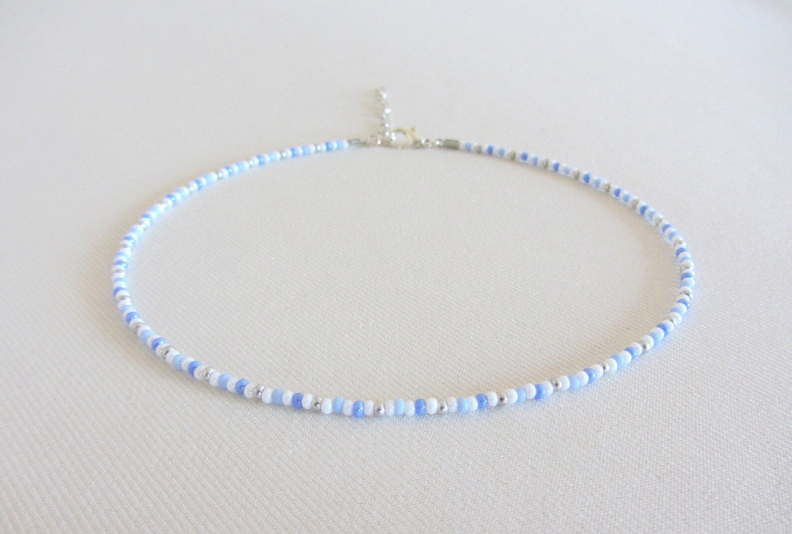Blue Bead Choker White Beaded Choker Seed Bead Choker Colorful - Etsy