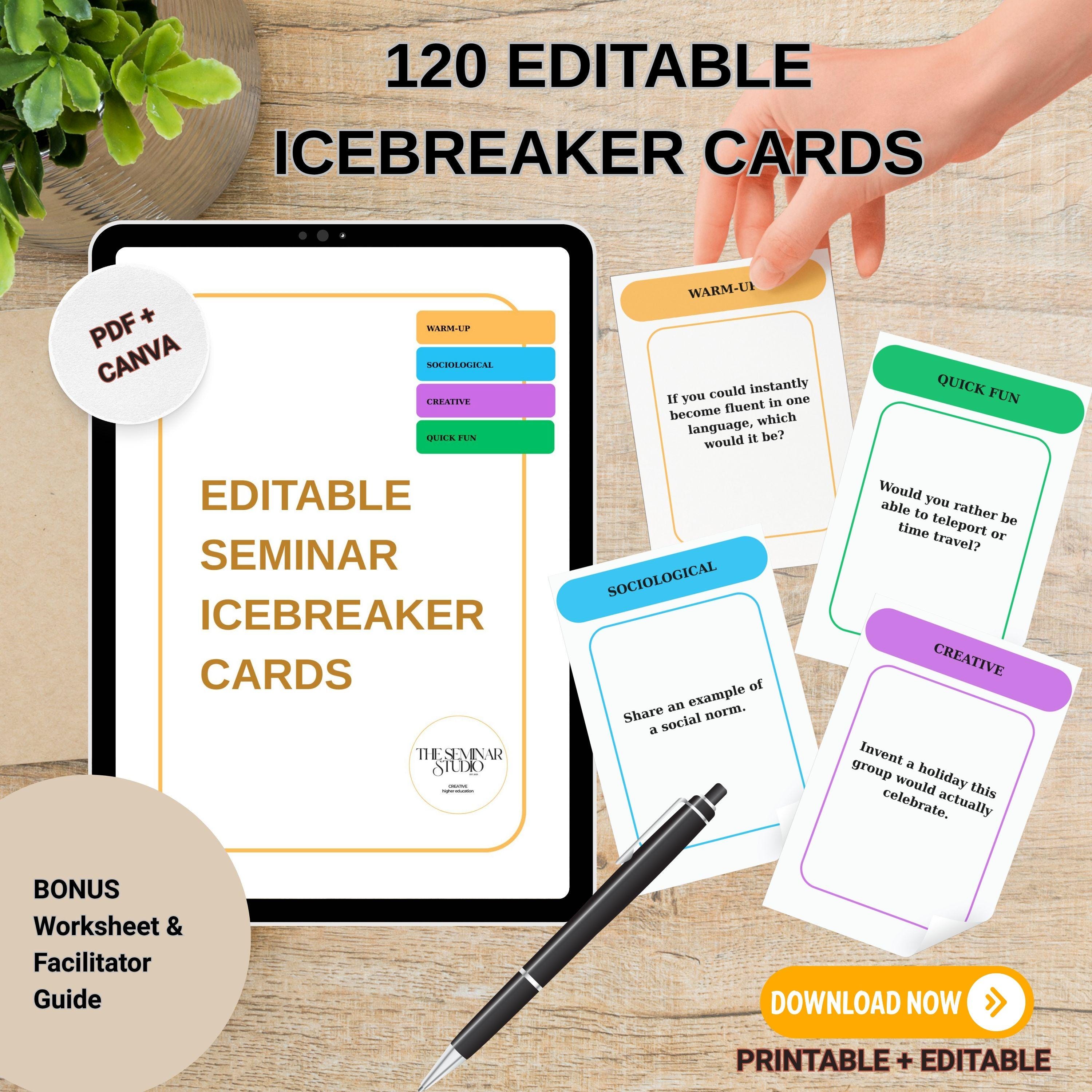 Icebreaker Cards for Teachers and Facilitators – Editable Canva ...