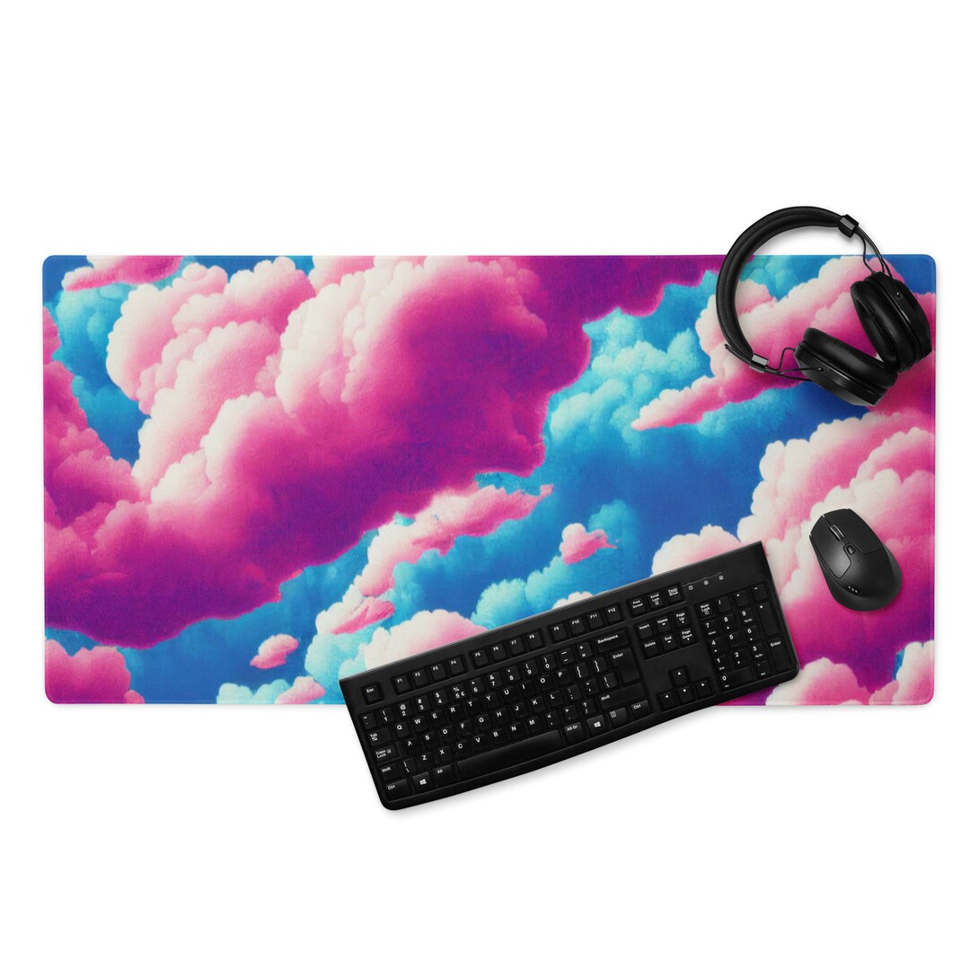 Monsterbucket Pink Fluffy Cotton Candy Blue Skys Gaming Mouse Pad - Etsy