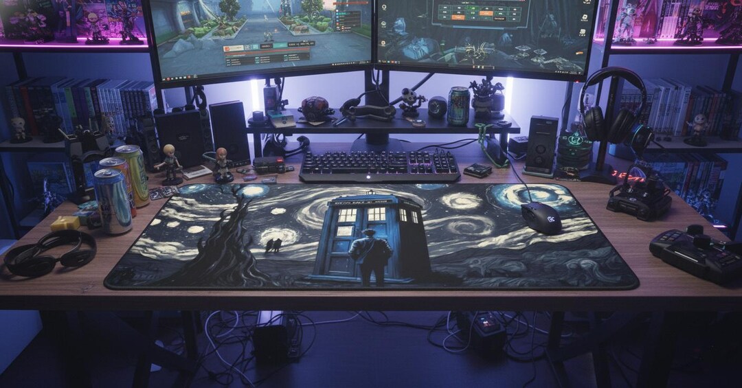 Dr Who Starry Night Desk Mat, Large Tardis Mouse Pad, XL Sci-fi Gaming ...