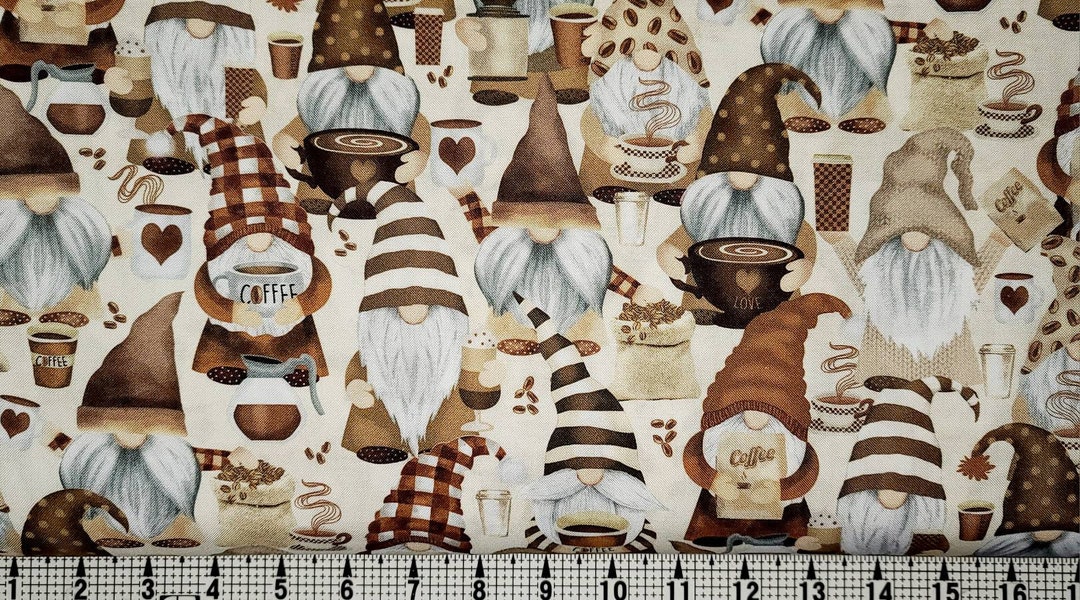 Timeless Treasures Coffee Gnomes C2027/CD2027 Fabric by the Yard//piece ...