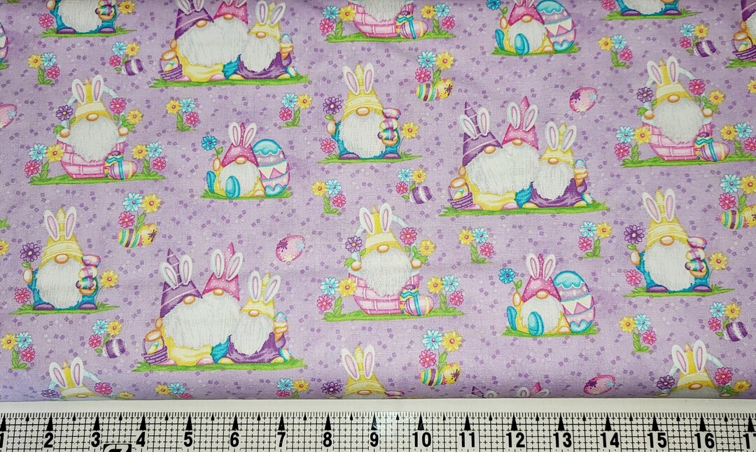 Henry Glass Hoppy Easter Gnomies on Lilac 564 Fabric by the Yard//piece ...