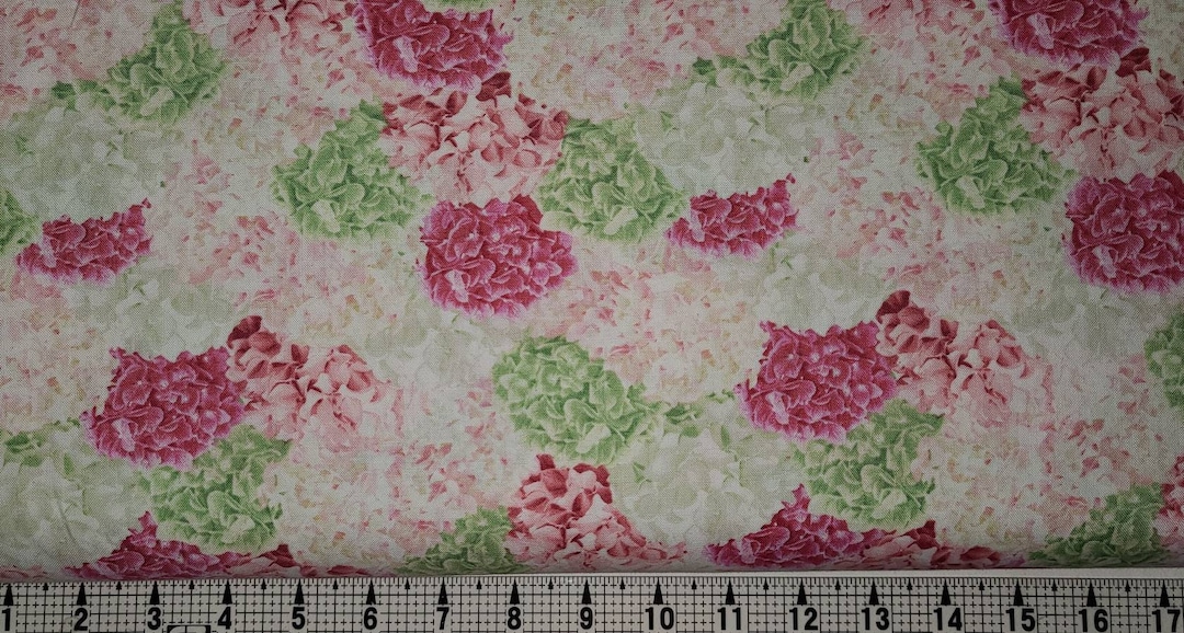 Wilmington Prints Packed Hydrangeas Green/pink 99129 Fabric by the Yard ...
