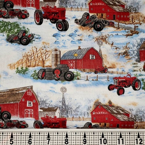 Print Concepts Winter Farmall Tractor 10185 Fabric by the - Etsy