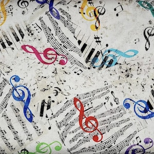 Timeless Treasures Music Note Chart on White CD2233 Fabric by the Yard ...