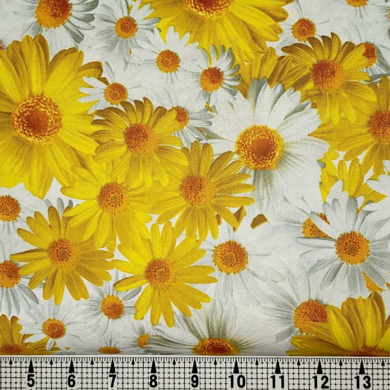 Fabric With Daisies - Etsy