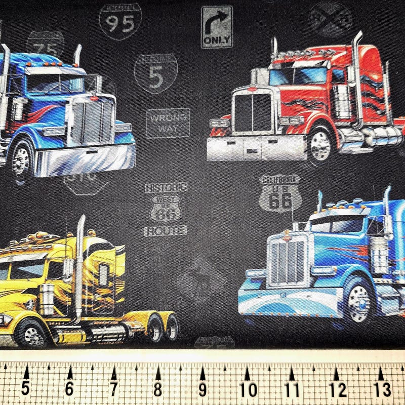 Semi Truck Sewing Fabric - Etsy