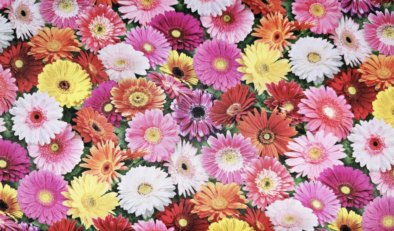 Elizabeth Studios Burst of Color Gerbera Daisy 700 Fabric by the Yard ...