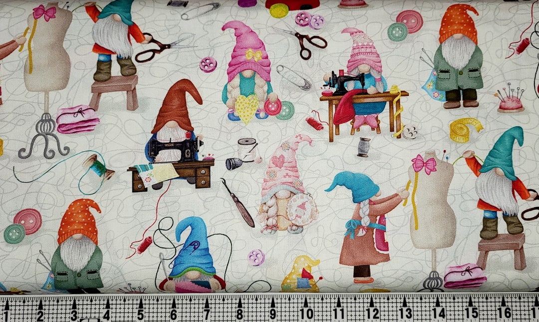 Timeless Treasures Sewing Gnomes CD2484 Fabric by the Yard//piece - Etsy