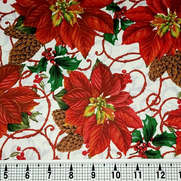 Poinsettia Fabric - Etsy