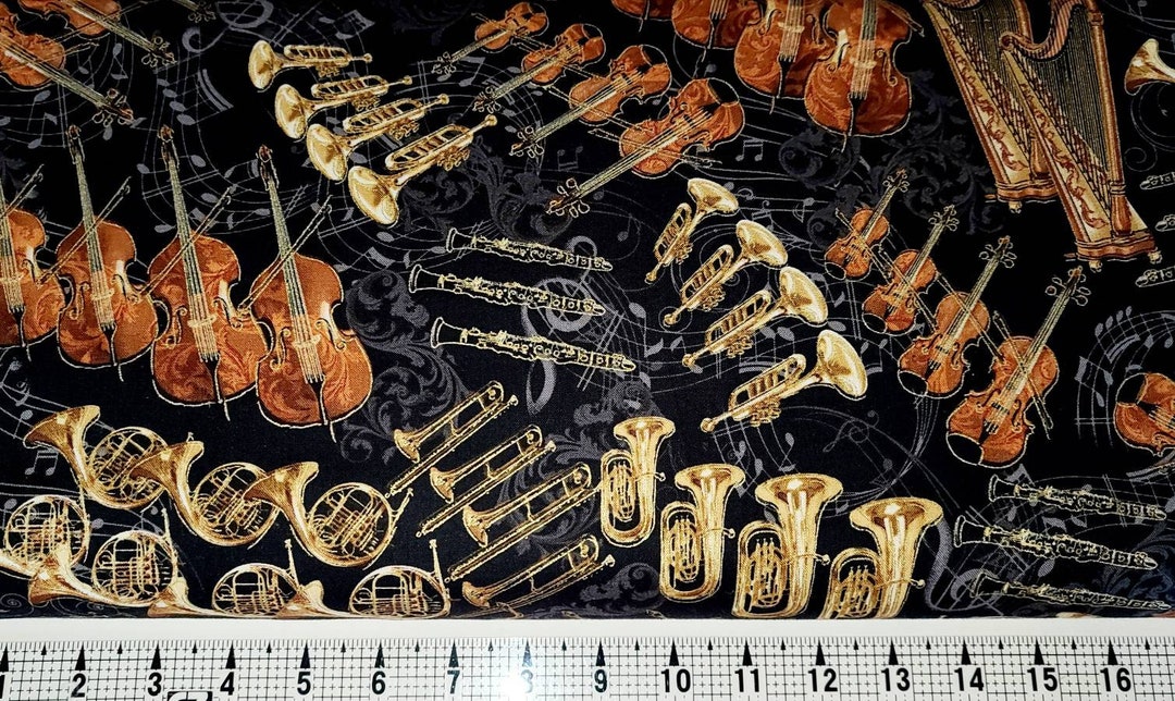 Kanvas Fabrics Night at the Opera Musical Instruments CM8008 Fabric by ...