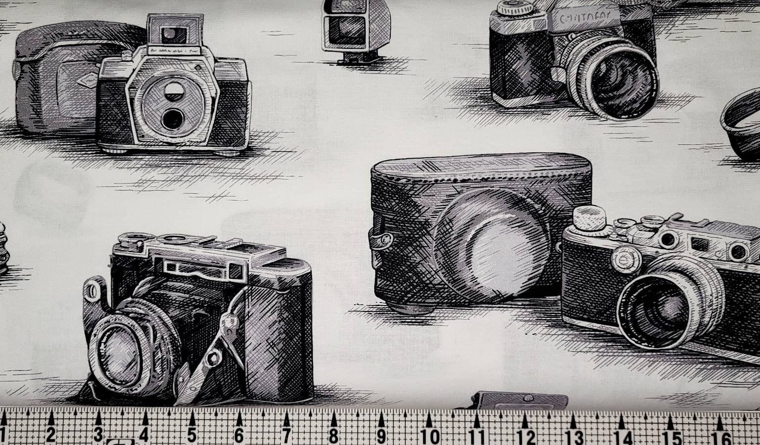 Black and White Antique Cameras Fabric by the Yard/piece - Etsy