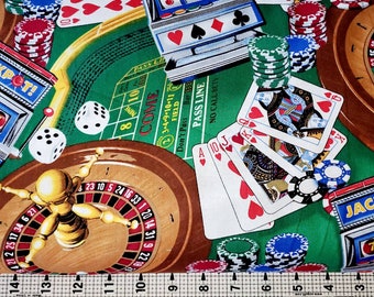 Gambling Fabric Dean's Slot Machines on Green by - Etsy