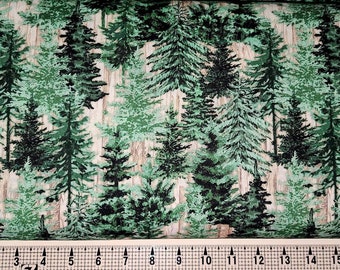 Watercolor Evergreen Trees Fabric Panel - Etsy