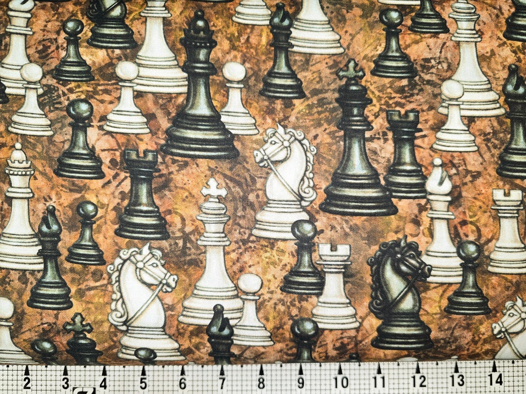 Quilting Treasures Checkmate Chess Pieces on Brown 1649-28662-A Fabric ...
