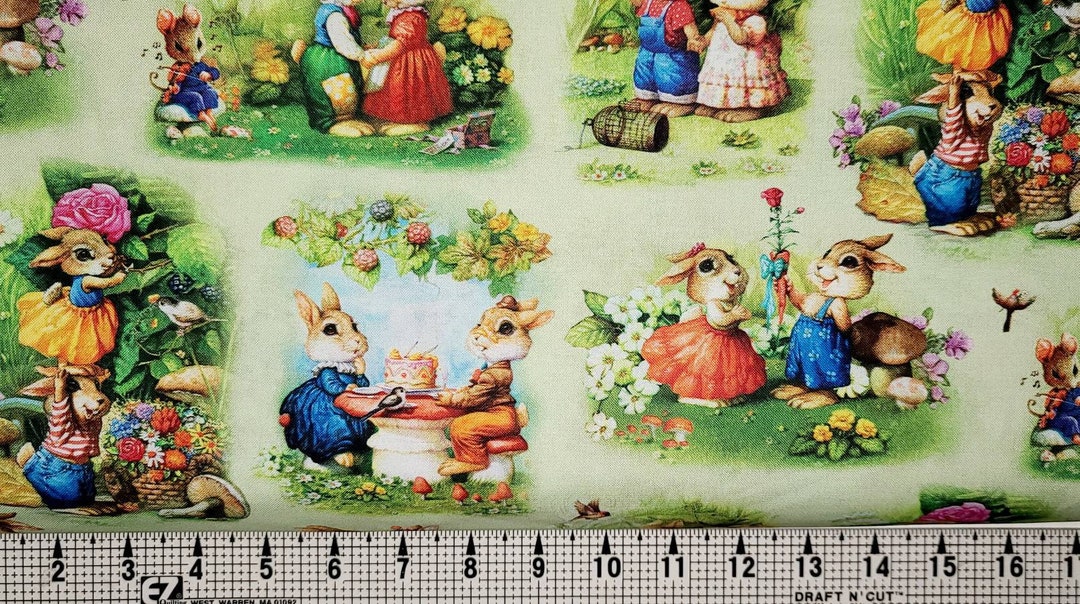 Elizabeth Studios Easter I Love You Rabbits 27001 Fabric by the Yard ...