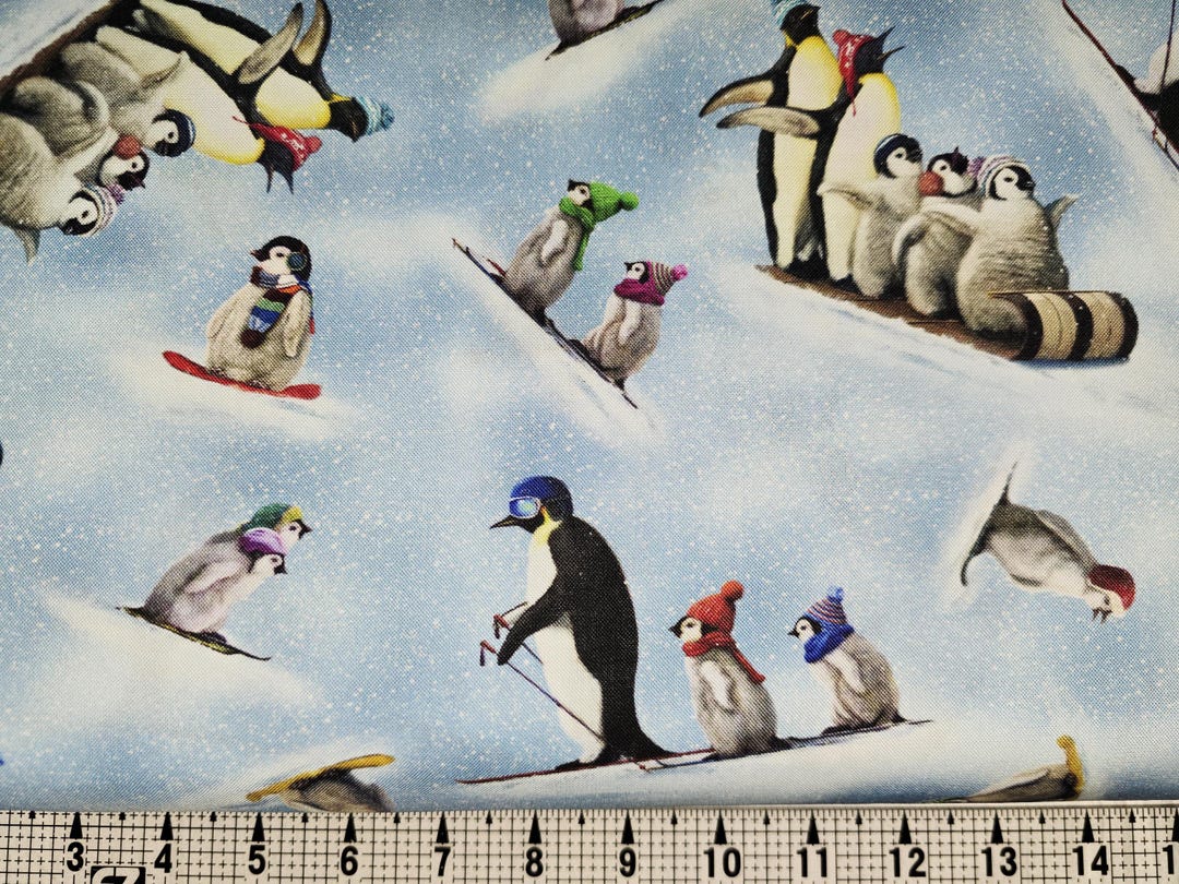 Elizabeth Studios Winter Joy Penguins 41007 Fabric by the Yard//piece ...