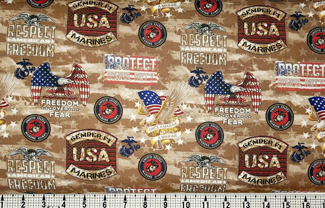 Sykel Enterprises Military Marines Camo Flag 1338-M Fabric by the Yard ...
