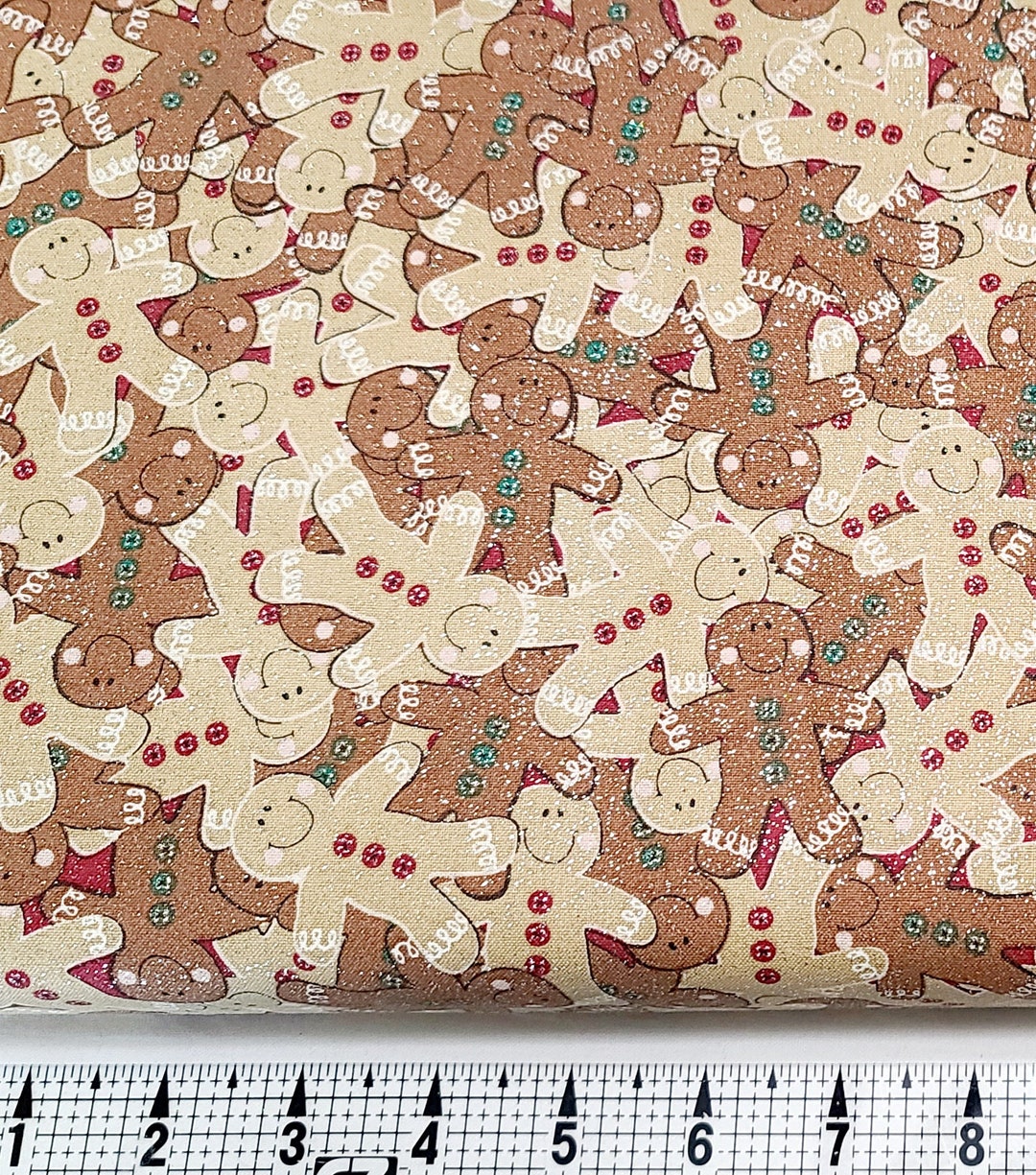 Gingerbread Toss W/glitter Fabric by the Yard//piece - Etsy