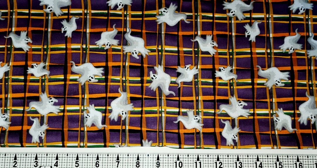 Ghosts on Halloween Plaid Fabric by the Yard//piece - Etsy Australia