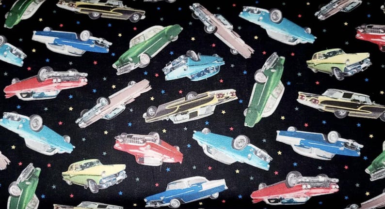 Elizabeth Studios in Motion Classic Cars 672 Fabric by the Yard//piece ...
