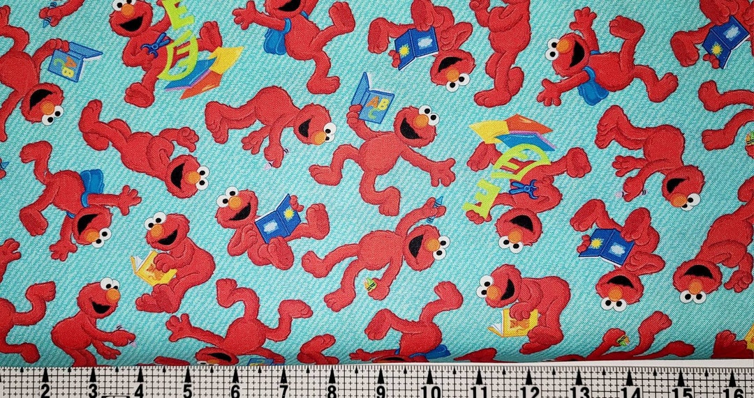 Quilting Treasures Sesame Street Elmo on Aqua 1649-28545-Q Fabric by ...