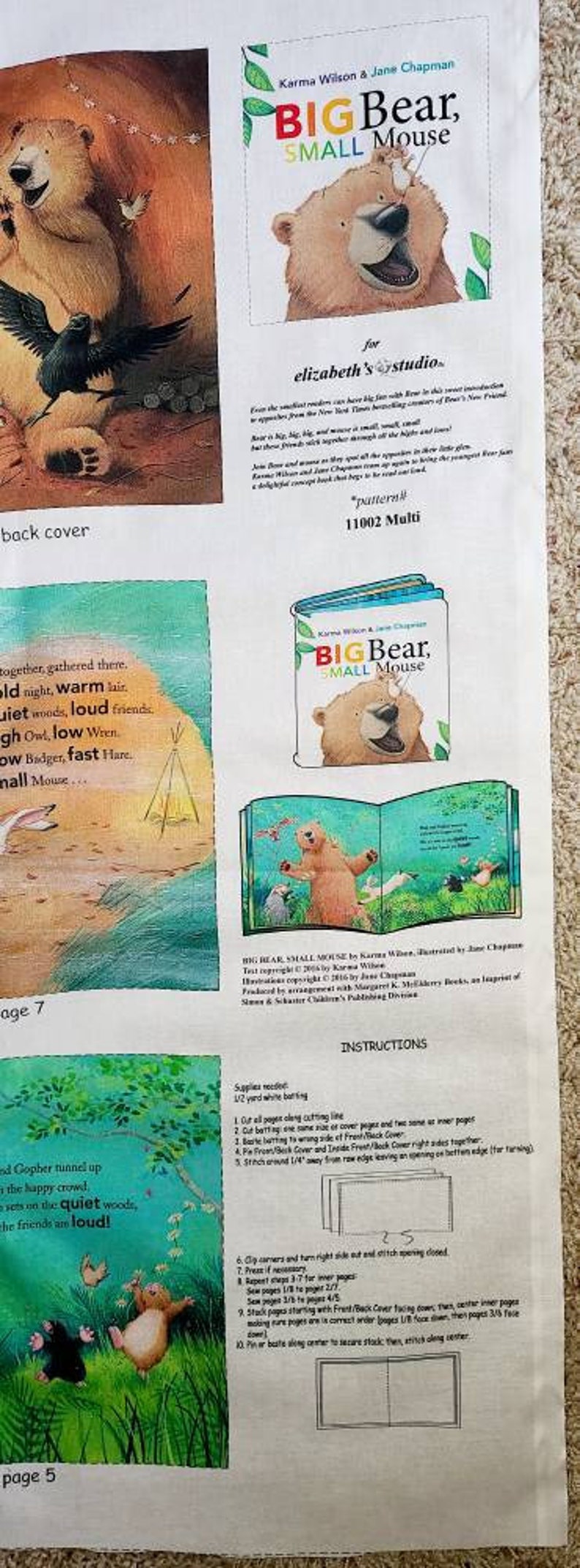 Elizabeth Studios Big Bear Small Mouse Book 11002 Multi Fabric | Etsy