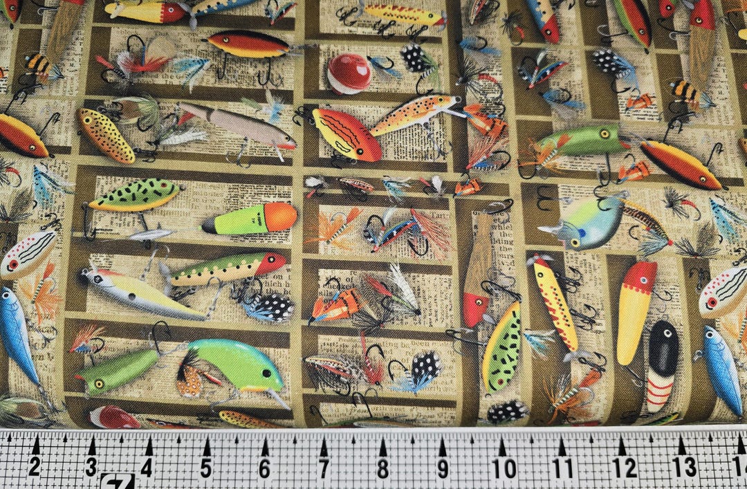 Timeless Treasures Tackle Box Lures CD3479 Fabric by the Yard//piece - Etsy