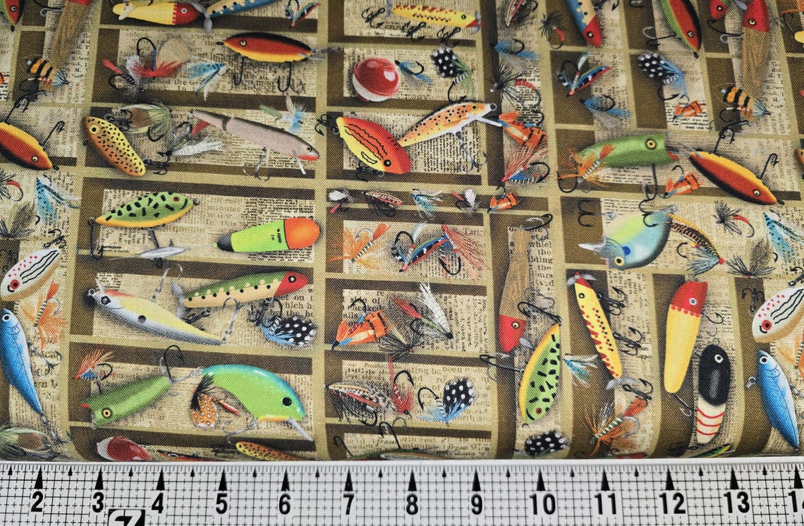 Timeless Treasures Tackle Box Lures CD3479 Fabric by the Yard//piece - Etsy