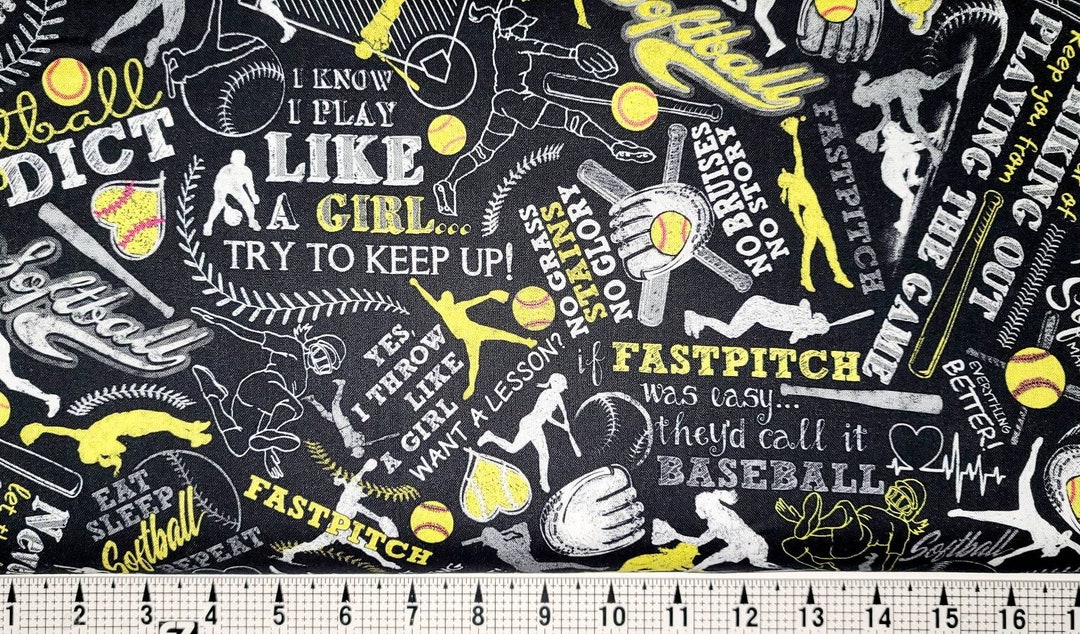 Timeless Treasures Girls Softball CD1694 Fabric by the Yard//piece - Etsy