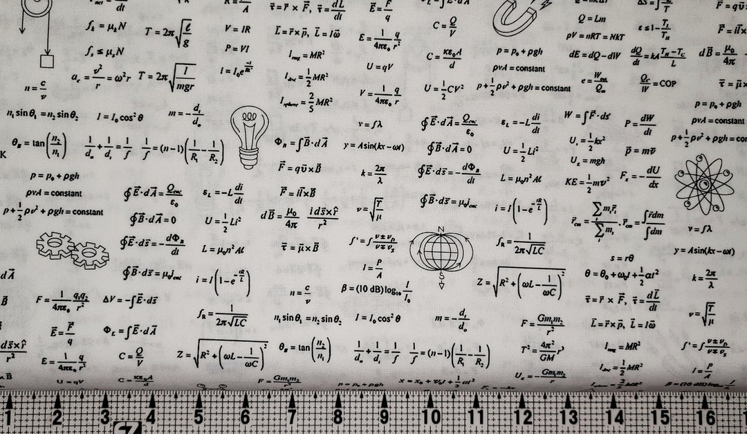 Robert Kaufman Science Fair Math Formulas on White 17932 Fabric by the ...