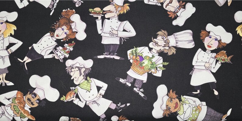 Loralie Designs Tossed Chefs on Black 692-621 Fabric by the Yard//piece ...