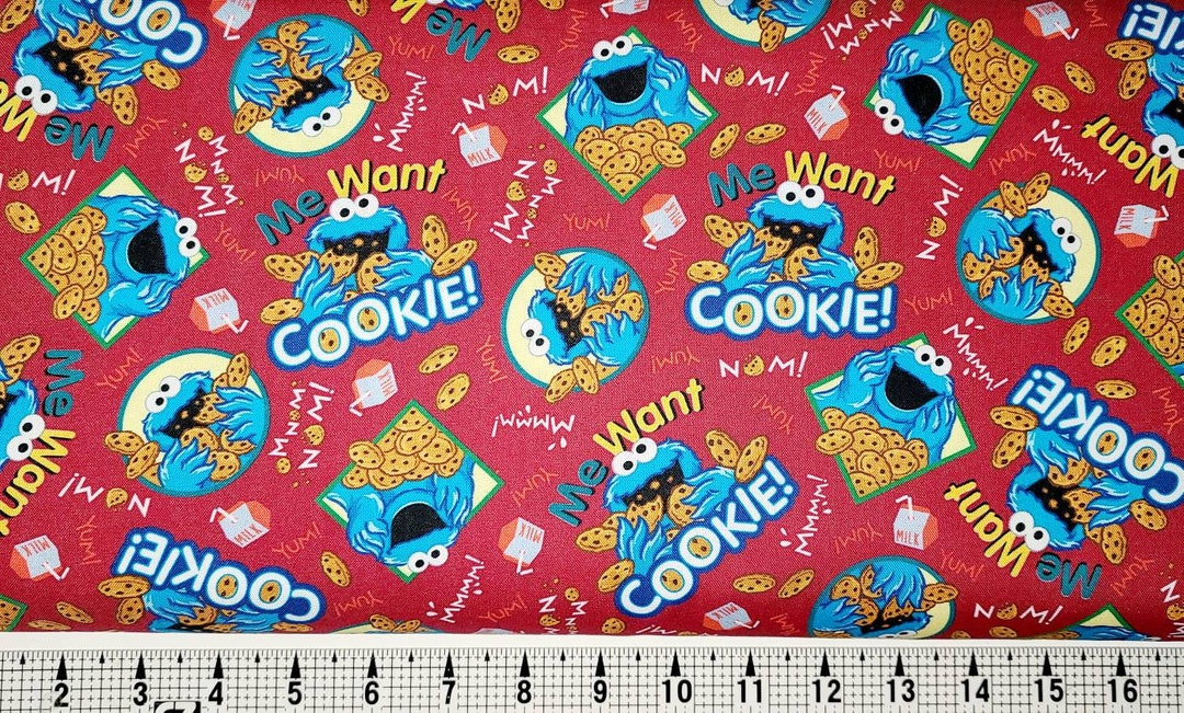 Quilting Treasures Sesame Street Cookie Monster on Red 1649-28550-R ...