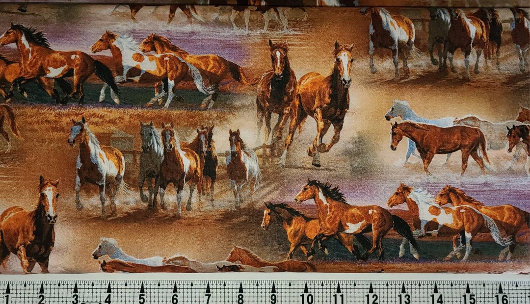 David Textiles Horses in the Field WW-2017-3C Fabric by the Yard//piece ...
