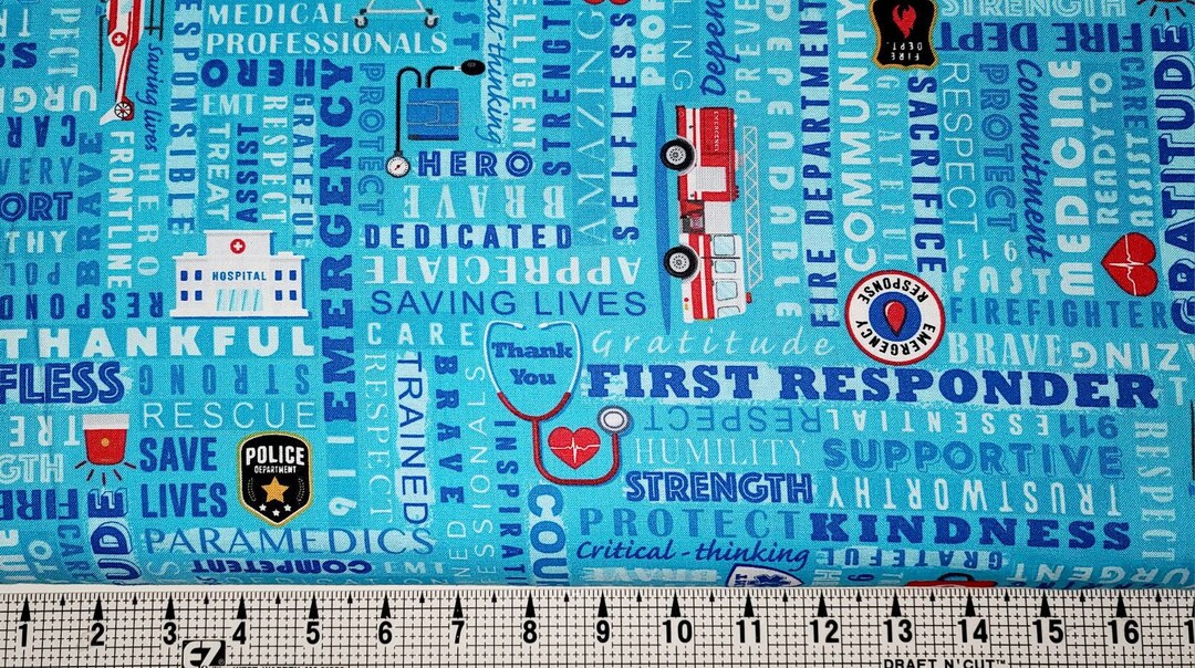 Timeless Treasures First Responders C8420 Fabric by the Yard//piece - Etsy