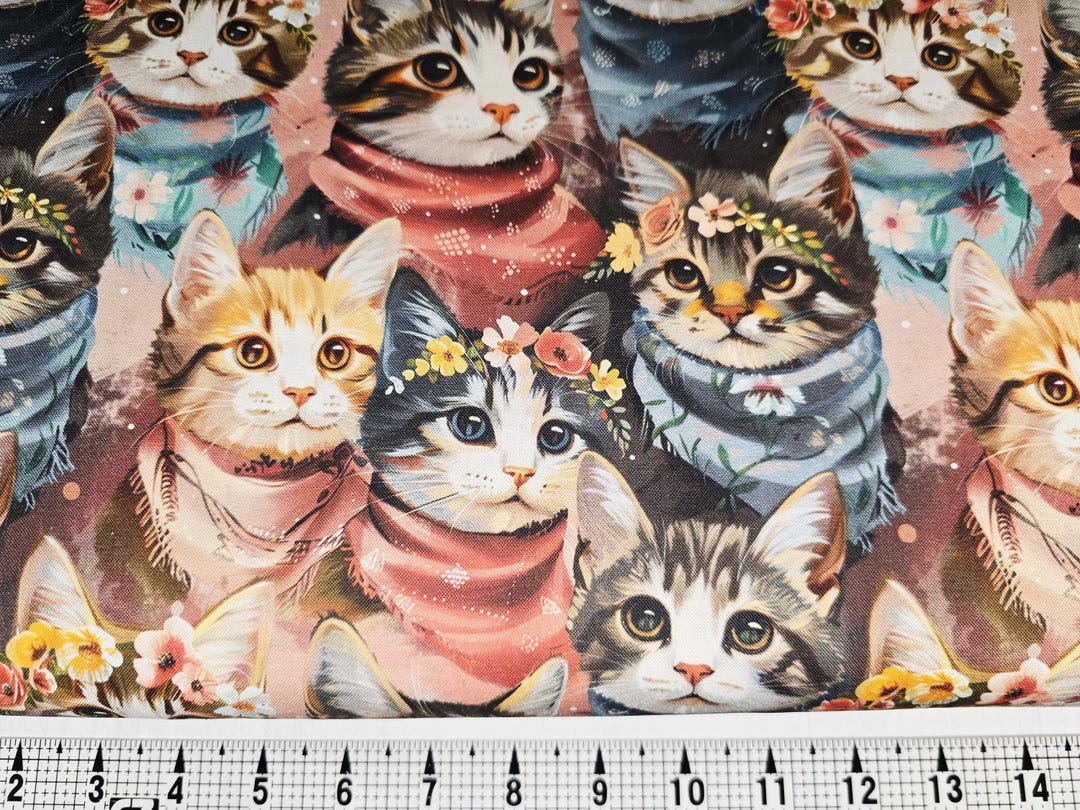 David Textiles Dress up Cats DX-7060-5C Fabric by the Yard//piece - Etsy